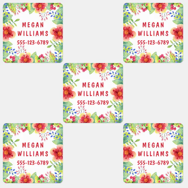 Pink Floral Girly Personalized Name Clothing Labels | Zazzle