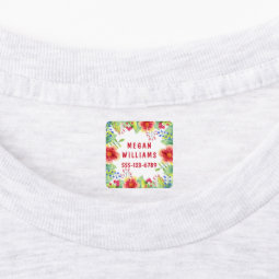 Pink Floral Girly Personalized Name Clothing Labels | Zazzle