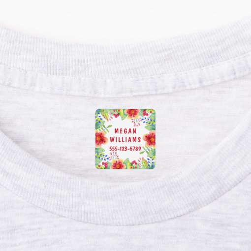 Pink Floral Girly Personalized Name Clothing Labels | Zazzle