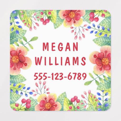 Pink Floral Girly Personalized Name Clothing Labels | Zazzle