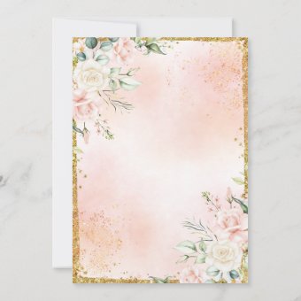Pink Floral Gold Wedding Invitation | Zazzle