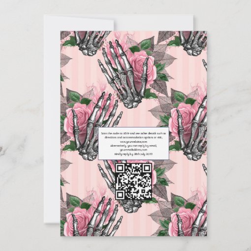 Pink Floral Gothic Wedding QR Code Invitation | Zazzle