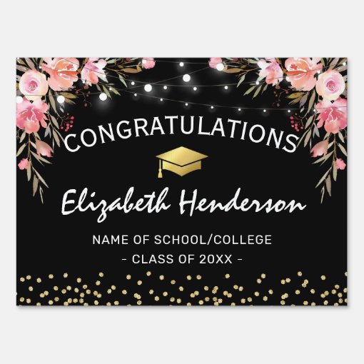 Pink Floral Graduation Congratulations Sign | Zazzle