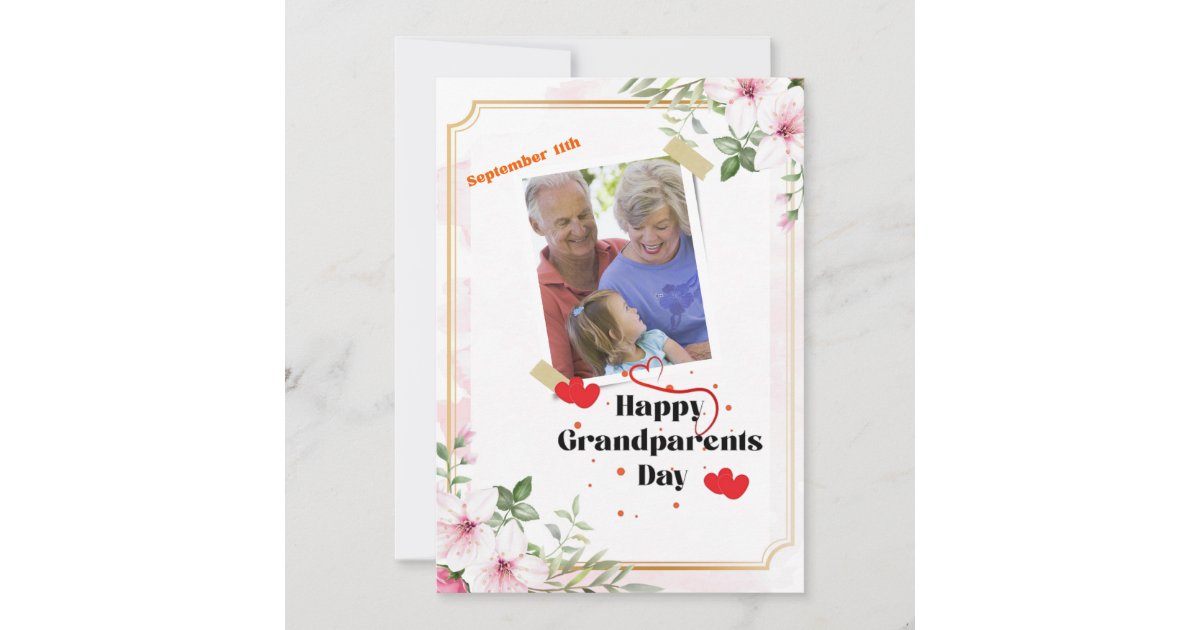 Pink Floral Happy Grandparents Day Invitation | Zazzle