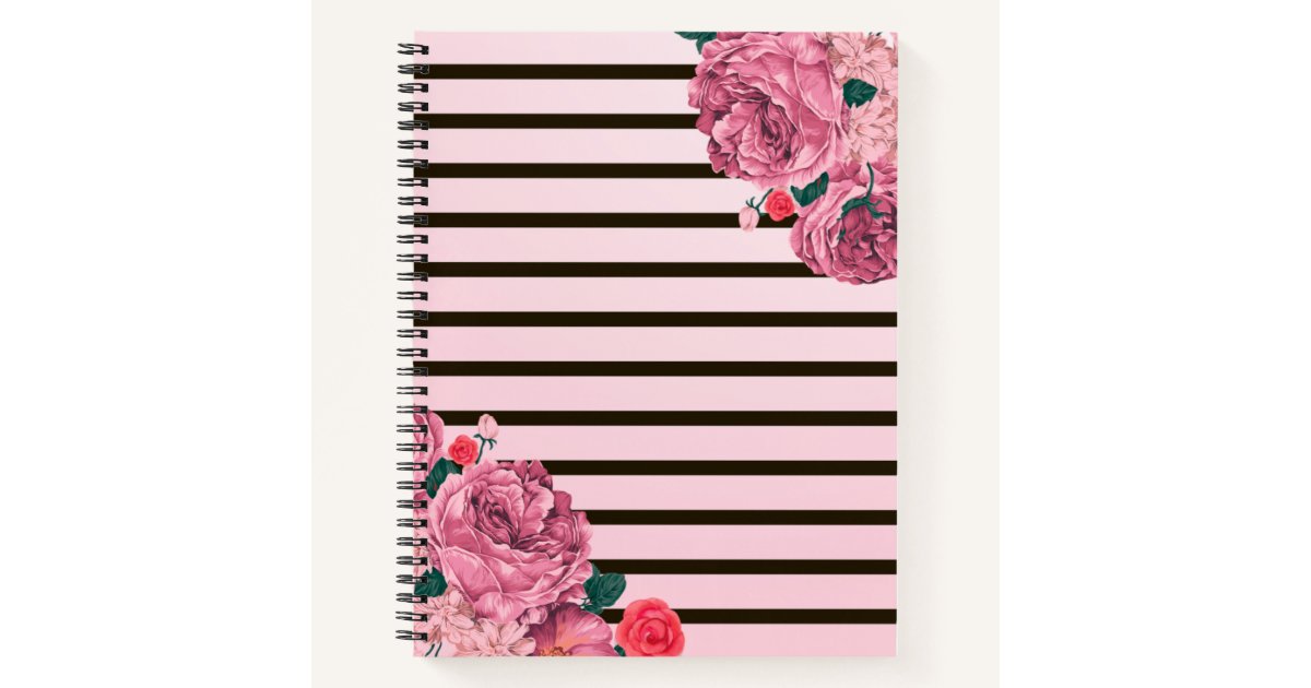Pink Floral Hardcover Notebook | Zazzle