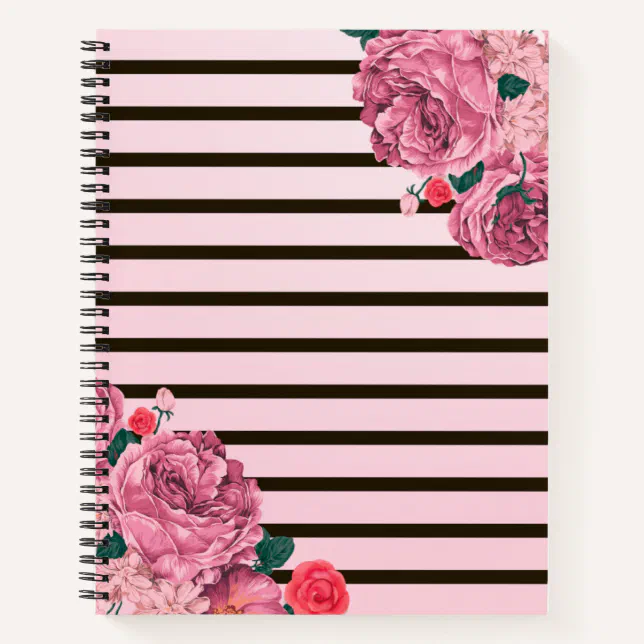 Pink Floral Hardcover Notebook | Zazzle