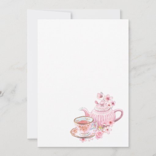 Pink Floral High Tea Bridal Shower Invitation | Zazzle