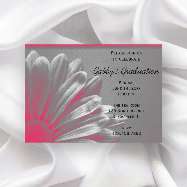 Pink Floral Highlights Graduation Party Invitation | Zazzle