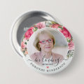 Pink Floral In Loving Memory Photo Memorial Button | Zazzle