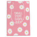 Pink Floral Inspiration – Small Steps Every Day Medium Gift Bag | Zazzle