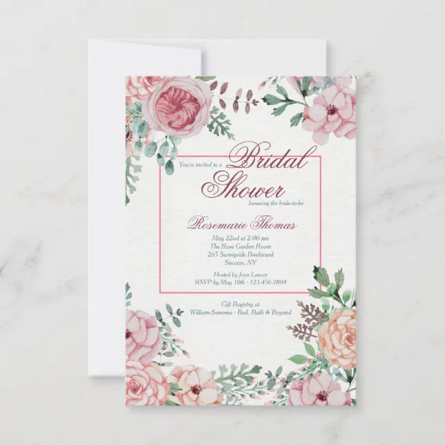 Pink Floral Invitation | Zazzle