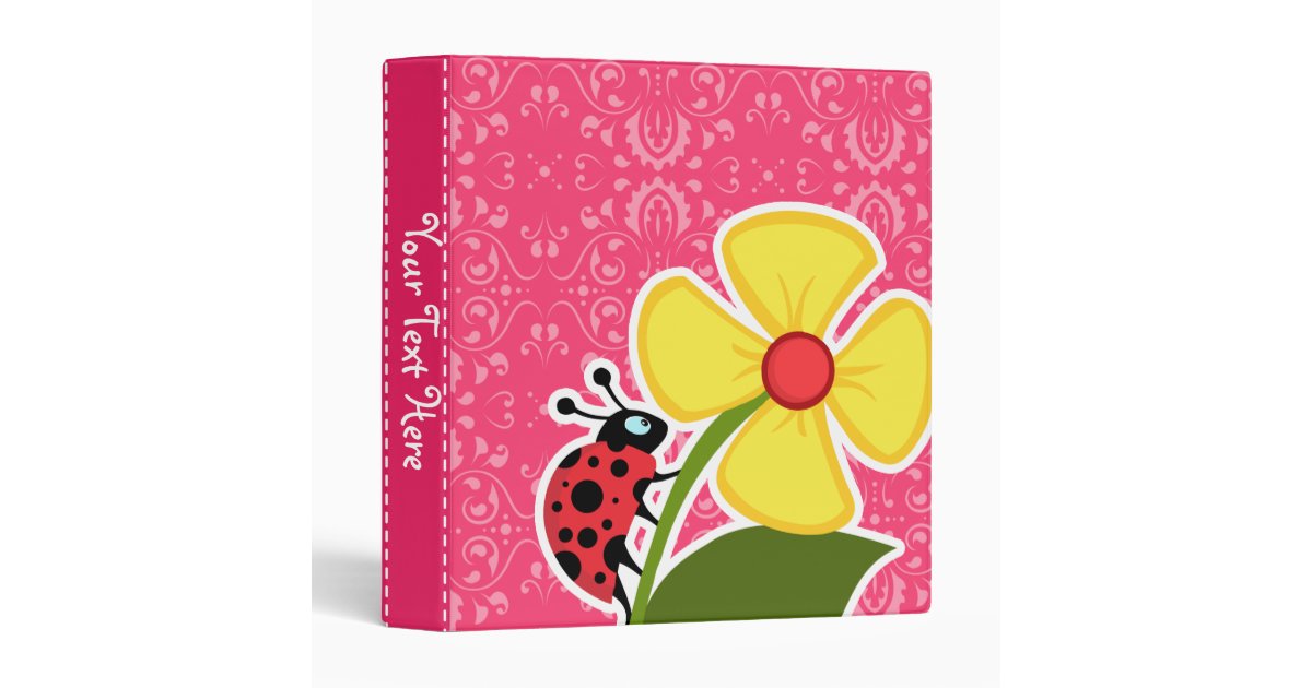 Pink Floral; Ladybug Binder | Zazzle