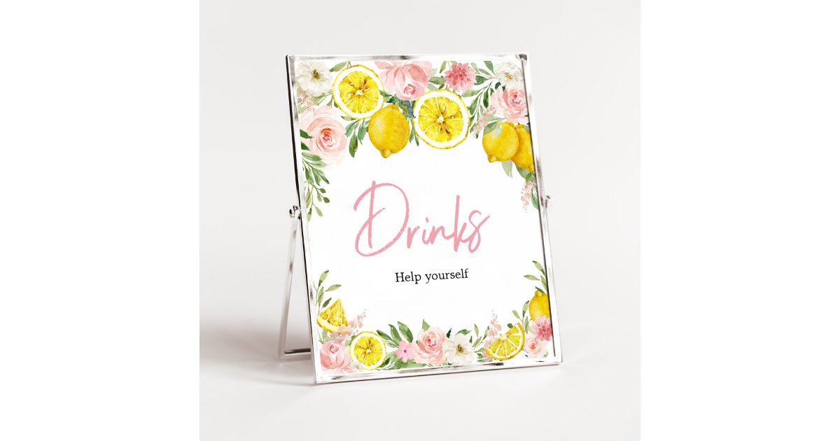 Pink Floral Lemon Drinks Poster | Zazzle