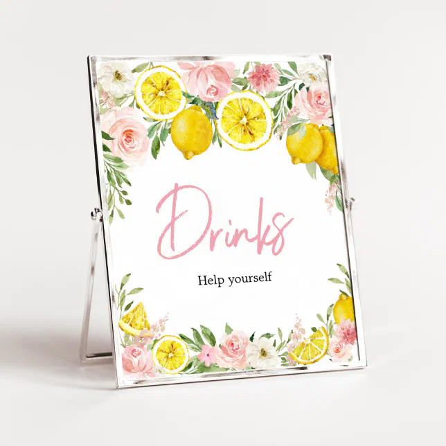 Pink Floral Lemon Drinks Poster | Zazzle