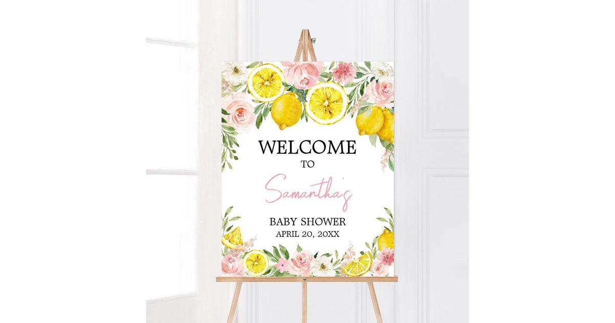 Pink Floral Lemon Welcome Poster | Zazzle