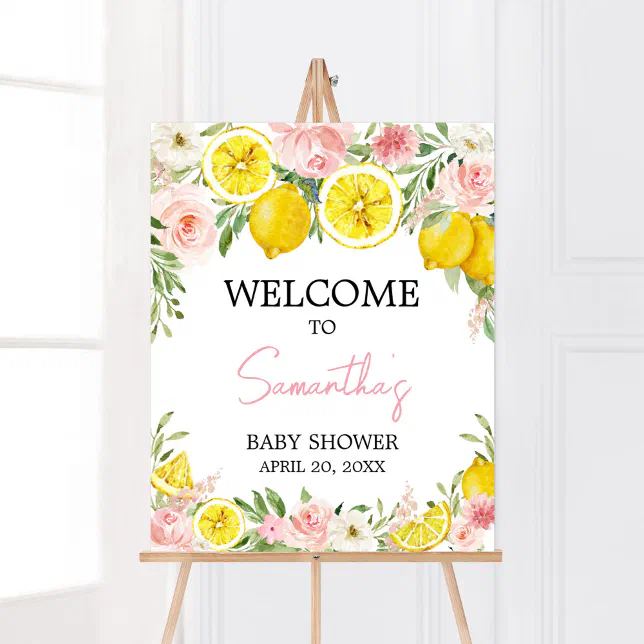 Pink Floral Lemon Welcome Poster | Zazzle