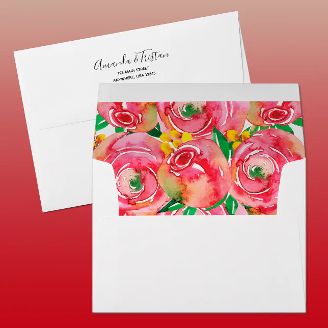 Pink Floral Lined Envelope | Zazzle