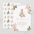 Pink Floral Little Miss 1st Birthday Thank You Card | Zazzle