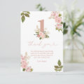 Pink Floral Little Miss 1st Birthday Thank You Card | Zazzle