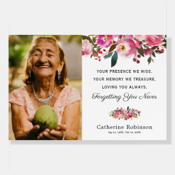Pink Floral Memorial Funeral Photo Foam Board | Zazzle