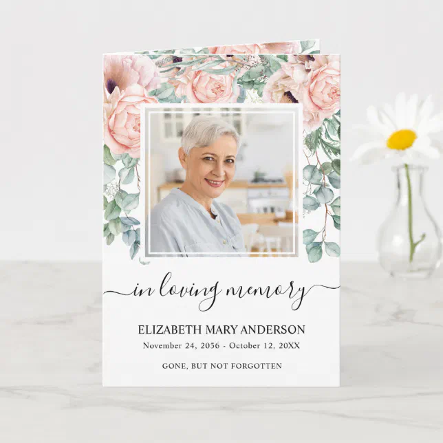 Pink Floral Memorial Funeral Program | Zazzle