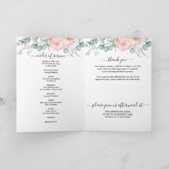 Pink Floral Memorial Funeral Program | Zazzle