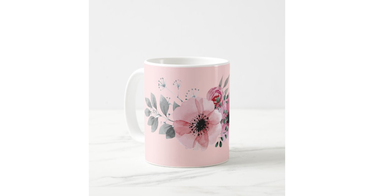 Pink Floral Mug | Zazzle