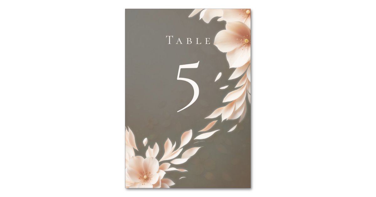 Pink floral on brown table number | Zazzle