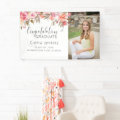 Pink Floral One Photo Calligraphy Graduation Banner | Zazzle