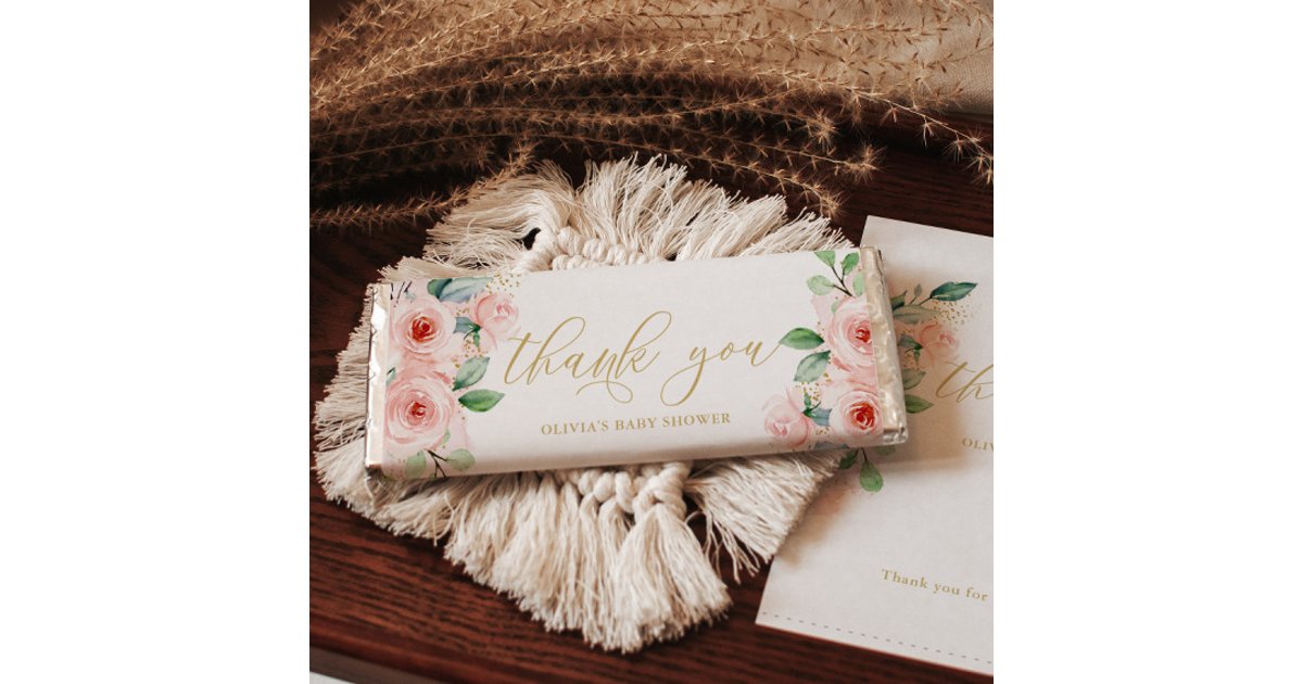 Pink Floral Personalized Candy Bar Wrapper | Zazzle