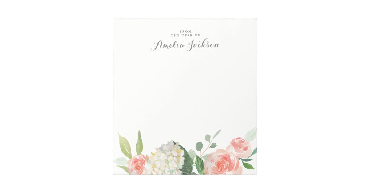 Pink Floral Personalized Notepad Stationery | Zazzle