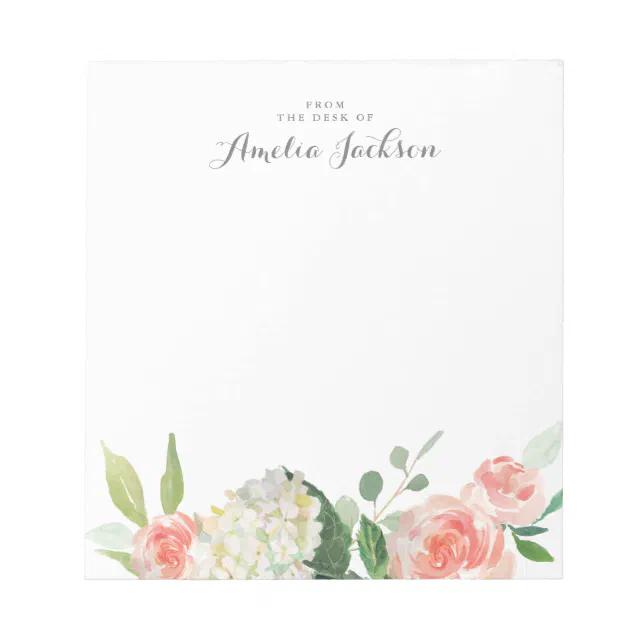 Pink Floral Personalized Notepad Stationery | Zazzle