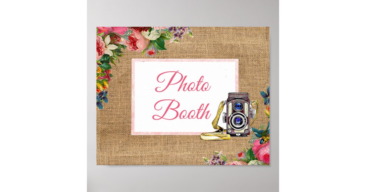 Pink Floral Photo Booth Wedding Sign Poster | Zazzle