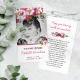 Pink Floral Photo Funeral Prayer Card | Zazzle