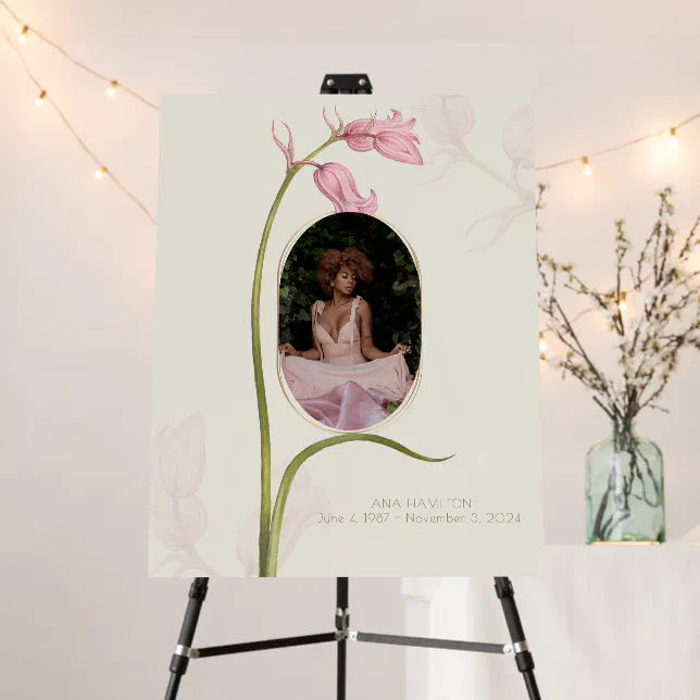 Pink Floral Photo Funeral Sign | Zazzle