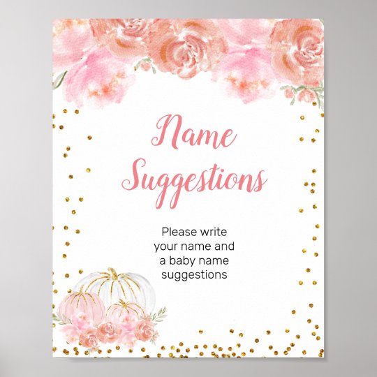 Pink Floral Pumpkin Name Suggestions Poster Zazzle pink-floral-pumpkin-name-suggestions-poster-zazzle