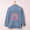 Pink Floral Rainbow Breast Cancer Warrior Denim Jacket | Zazzle