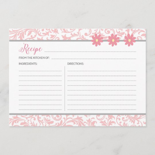 Pink Floral Recipe Card | Zazzle.com
