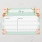 Sweet Pink Watercolor Roses Recipe Card | Zazzle.com