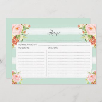 Pink Floral Recipe Card | Zazzle