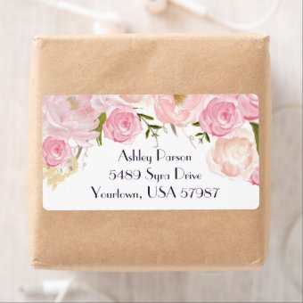 pink Floral return address label | Zazzle