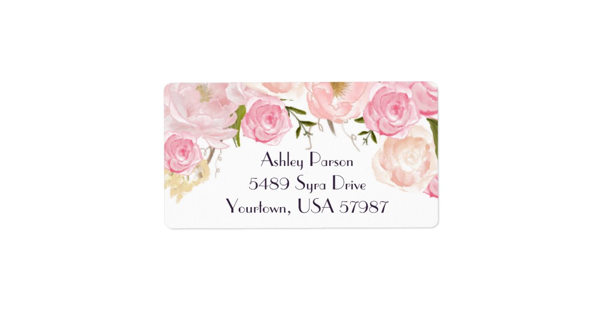 pink Floral return address label | Zazzle