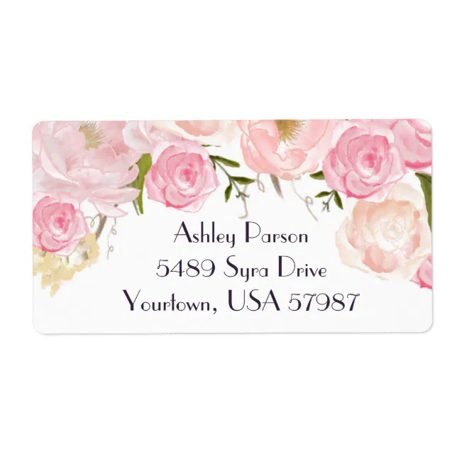 pink Floral return address label | Zazzle