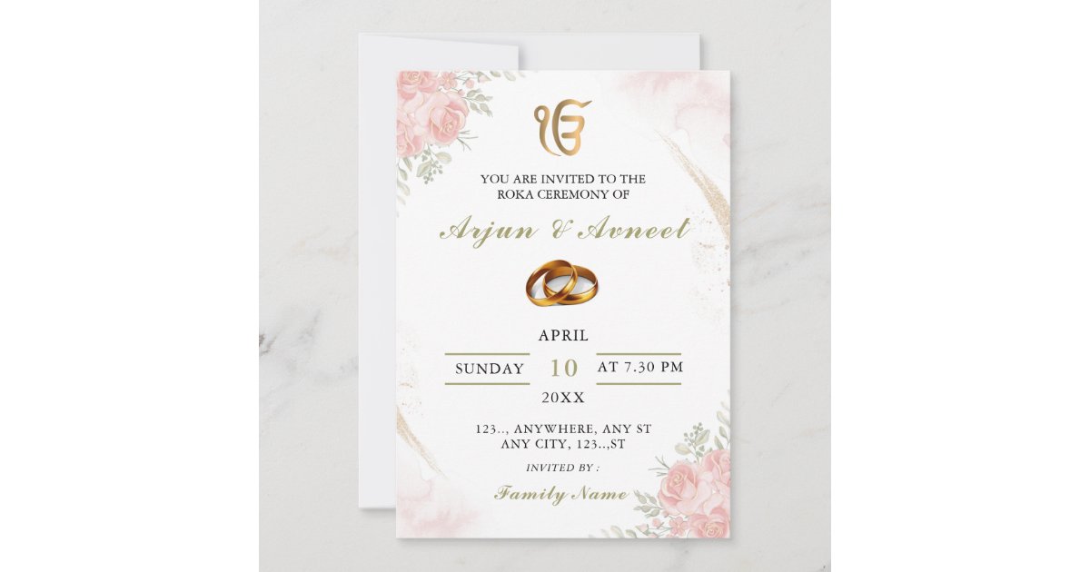 Pink Floral Roka Ceremony Invitation Card | Zazzle