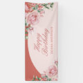 Pink Floral Rose Birthday Banner | Zazzle