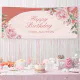 Pink Floral Rose Birthday Banner | Zazzle