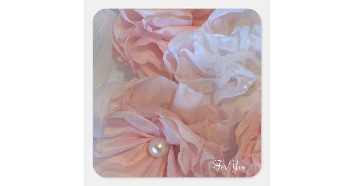 Pink Floral Ruffles Square Sticker | Zazzle