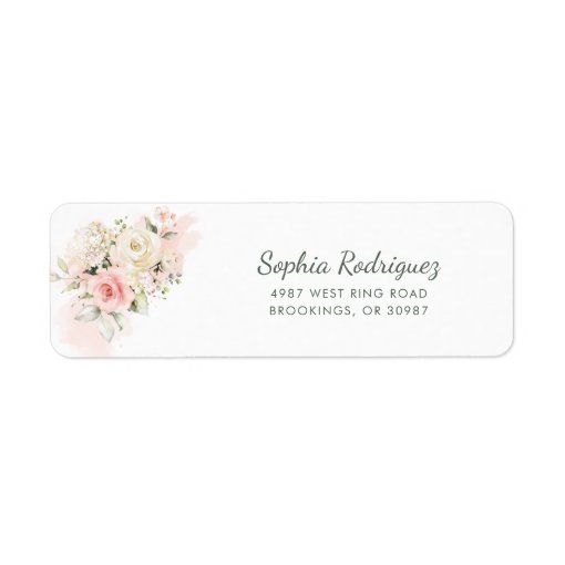 Pink Floral Rustic Script Return Address Label | Zazzle