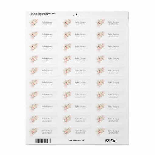 Pink Floral Rustic Script Return Address Label | Zazzle