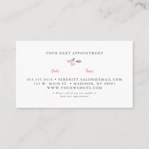 Pink Floral Salon Appointment Card | Zazzle